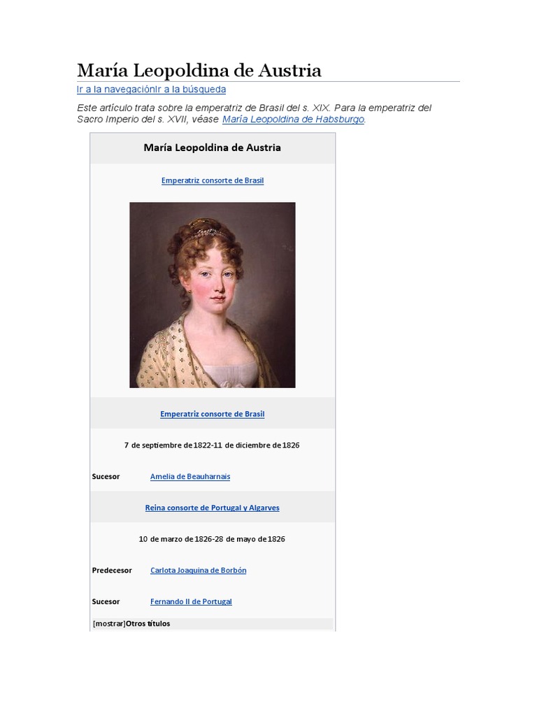 María Leopoldina de Austria | PDF | Regalías | Monarca