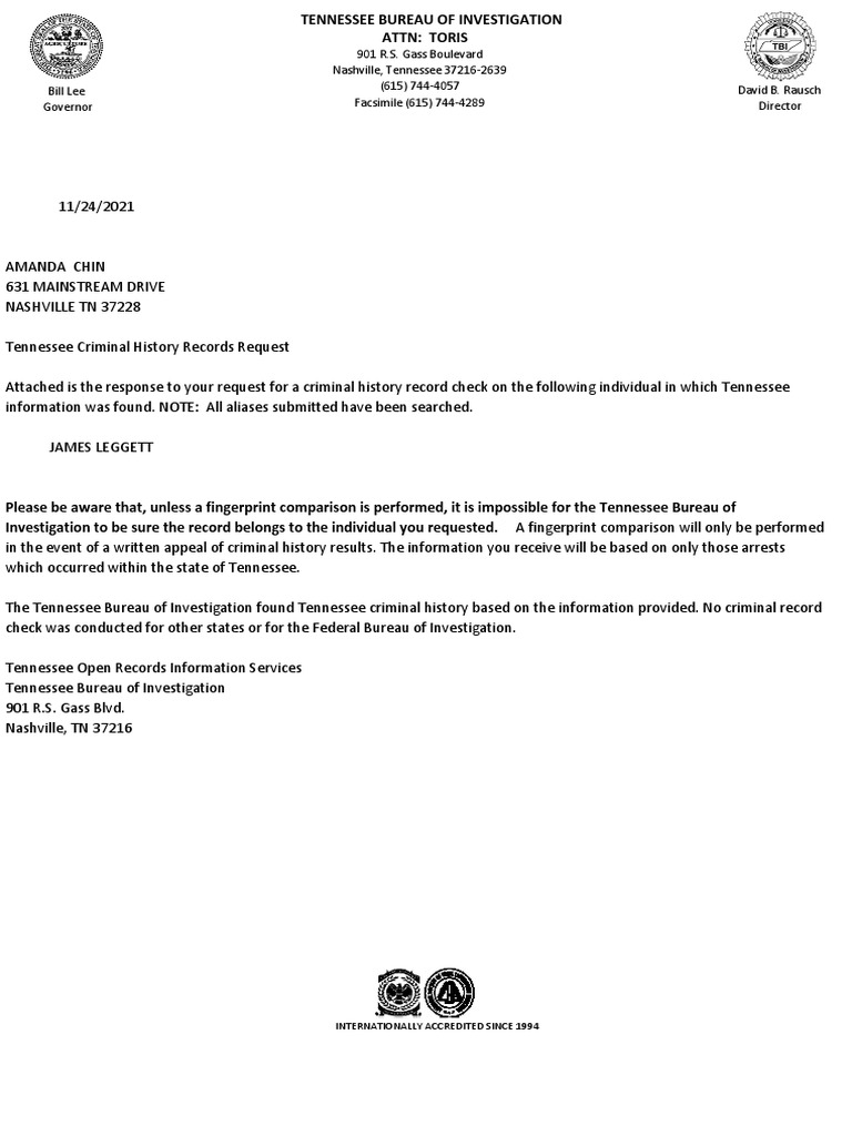 James Leggett TBI Criminal Background | PDF | Assault | Criminal Record