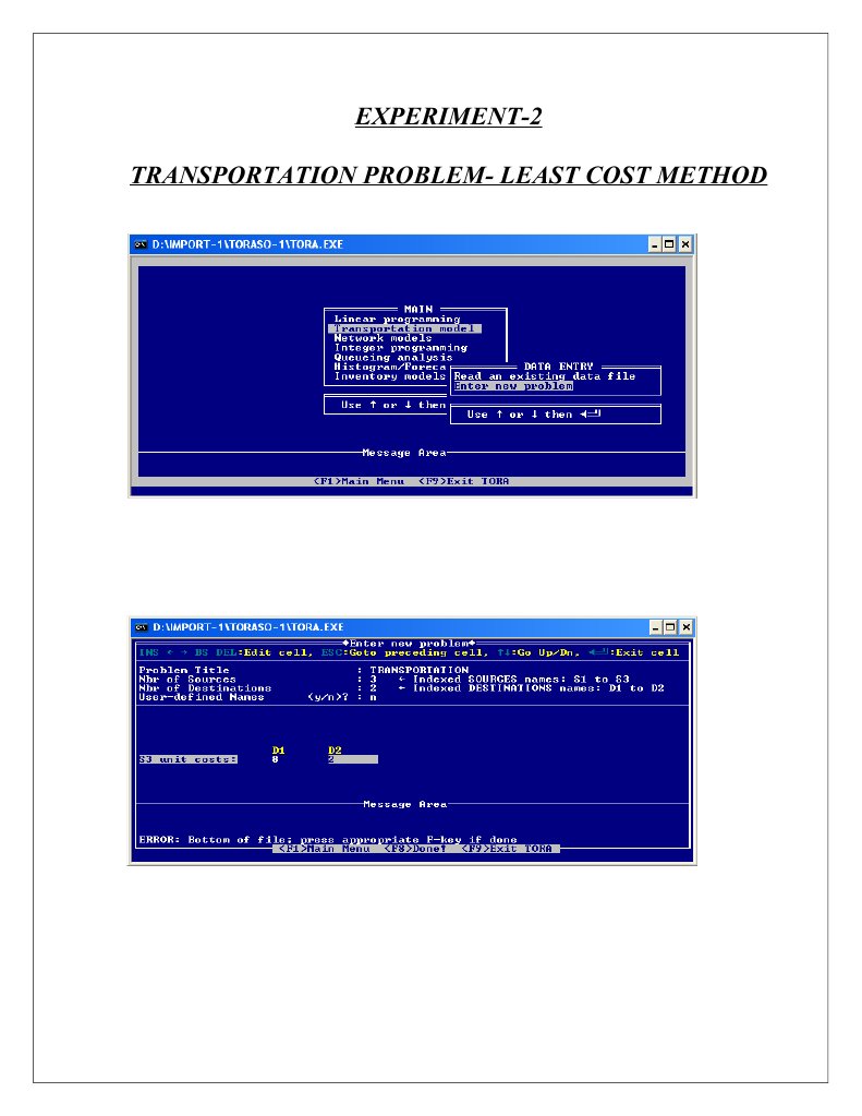 Least Cost Method for Transportation Problem | PDF