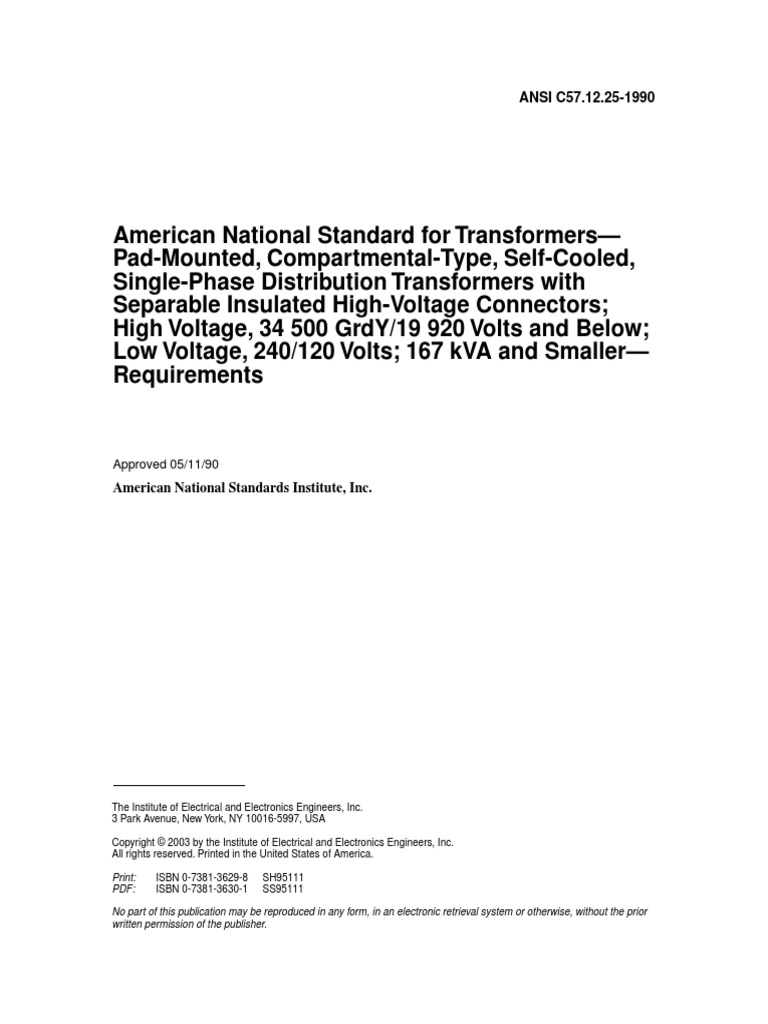 American National Standards Institute, Inc.: ANSI C57.12.25-1990 | PDF ...