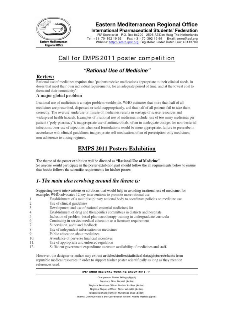 Call For Scientific Poster, EMPS 2011 | PDF | Dose (Biochemistry) | Chemistry