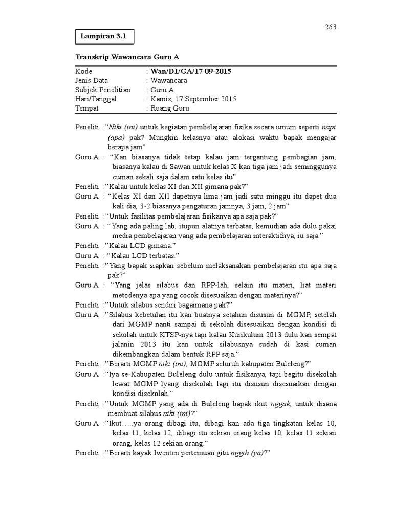 Transkrip Wawancara | PDF | Karier & Perkembangan | Seni & Disiplin Bahasa