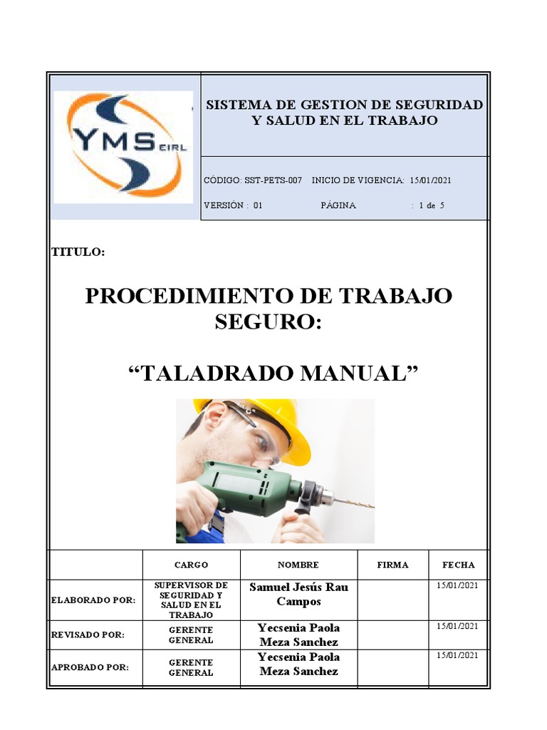 Sst-Pets-007 Taladrado Manual | PDF | Perforar | Mecanizado