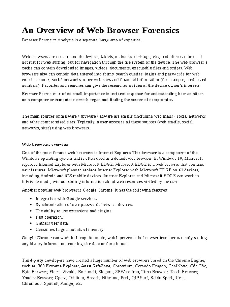 An Overview of Web Browser Forensics | PDF | World Wide Web | Internet ...