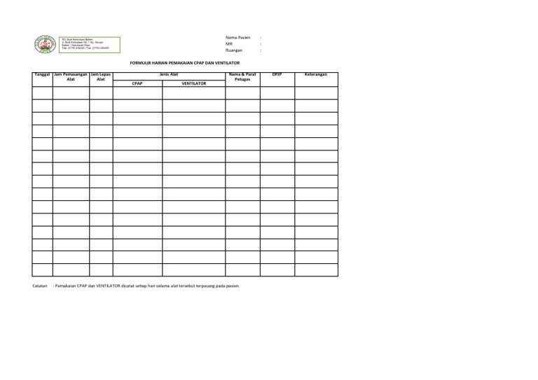 Form Cpap Dan Ventilator | PDF
