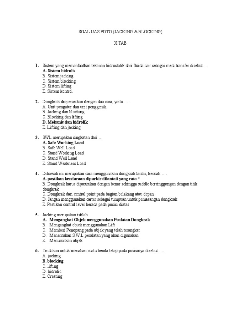 Soal Uas Pdto Jacking Blocking | PDF | Teknologi & Rekayasa