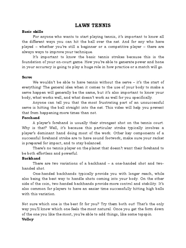 A Guide to Mastering the Basic Tennis Strokes | PDF | Sports | Athletic ...