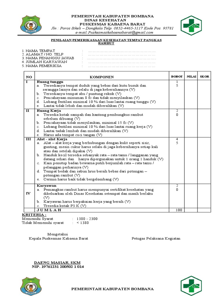 Format Inspeksi Tempat-Tempat Umum | PDF
