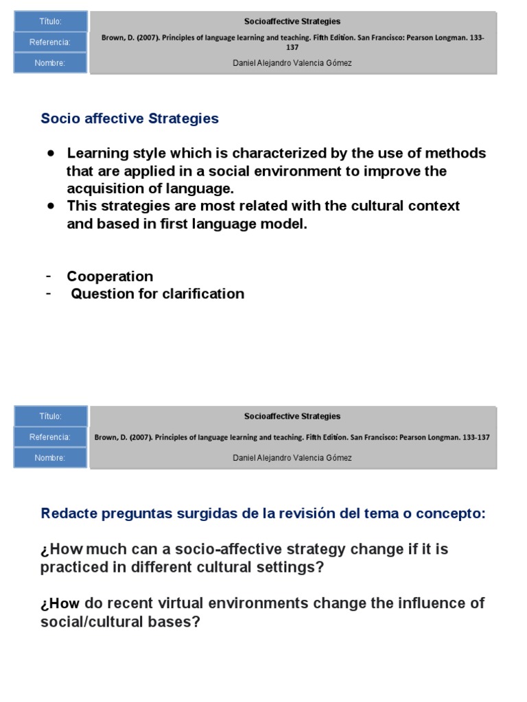Socio Affective Strategies: Learning Style Which Is Characterized by ...