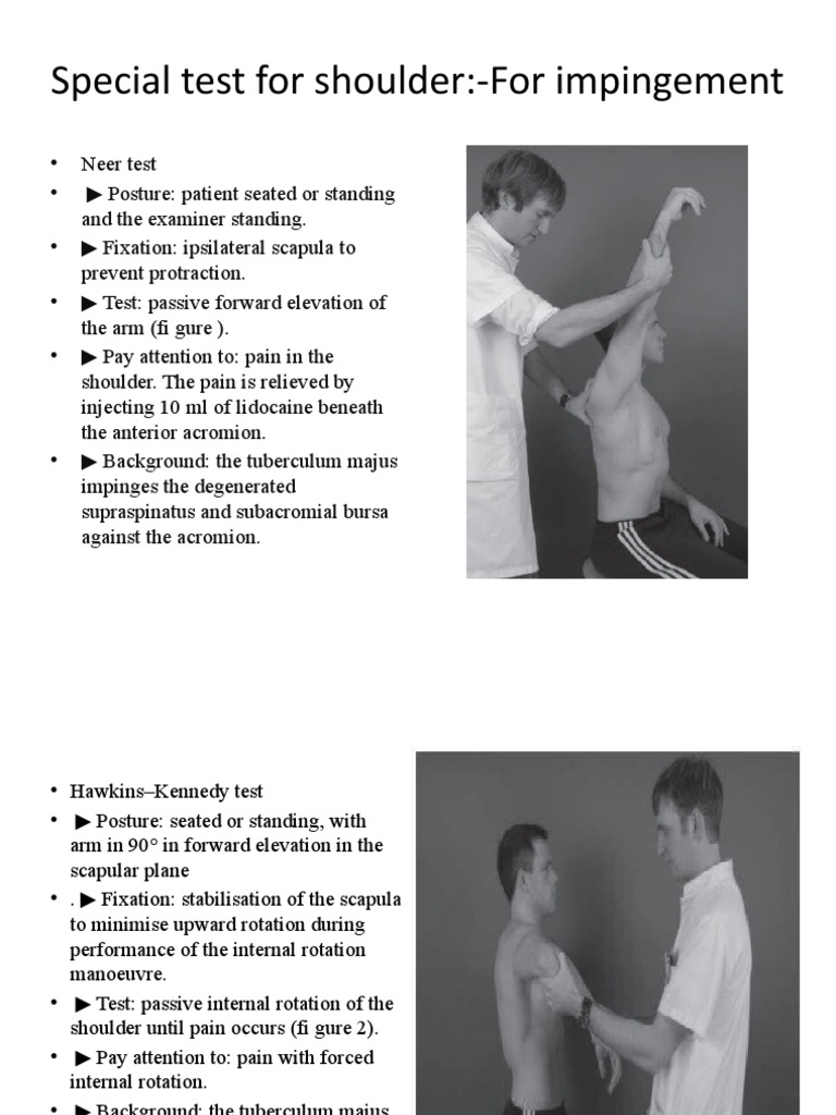Special Test For Shoulder:-For Impingement | PDF | Anatomical Terms Of ...