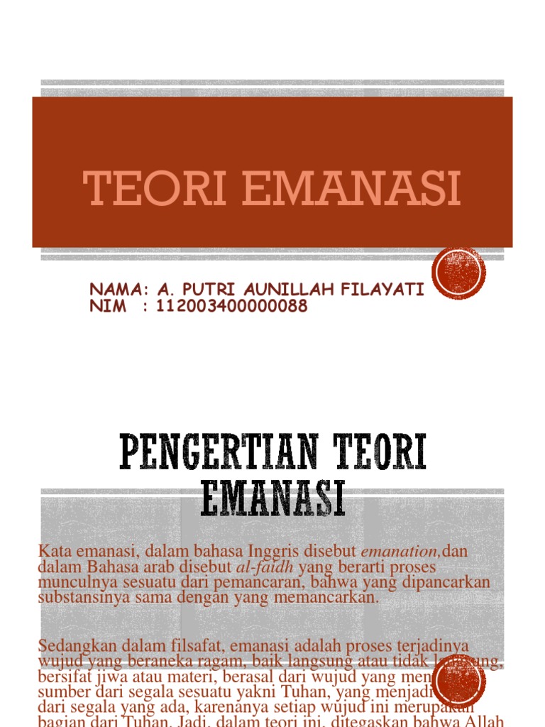Teori Emanasi dalam Filsafat Islam | PDF