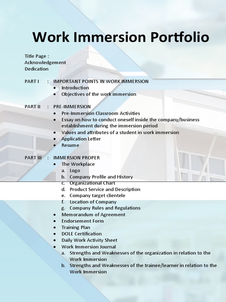 Work Immersion Training Plan Draft | PDF | Learning | Love