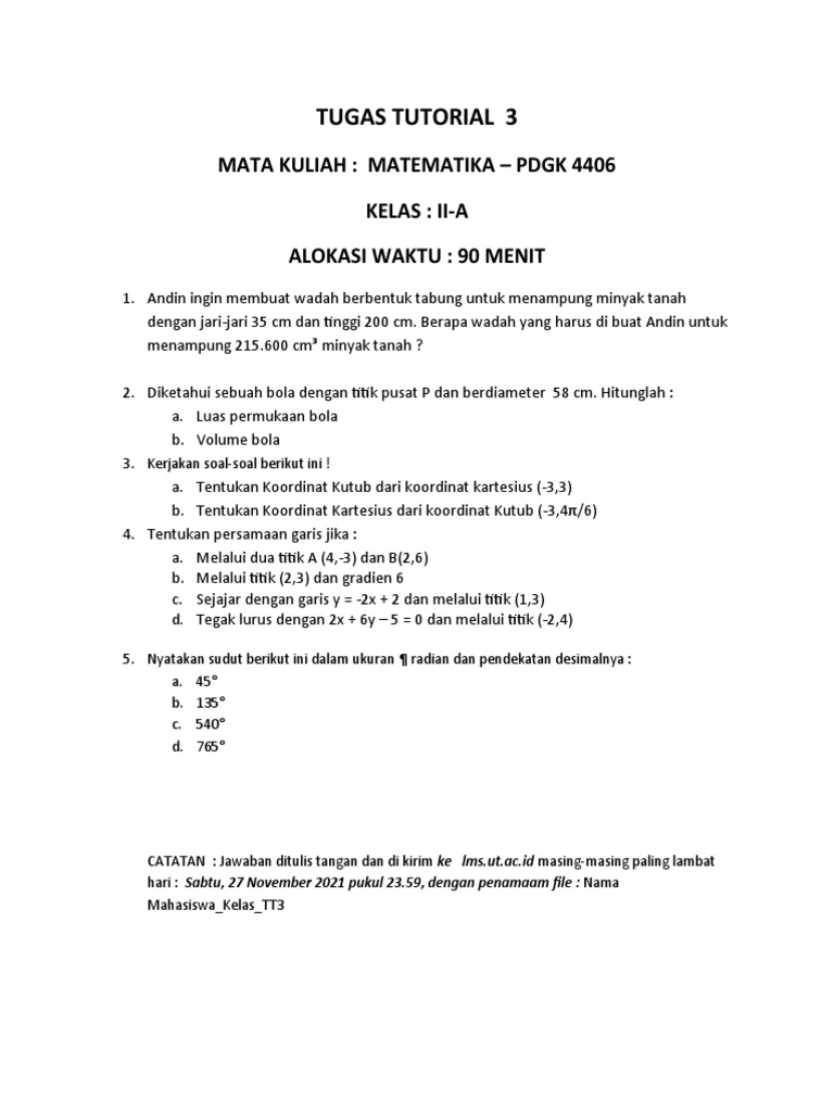 Soal PBM Matik - TT3 - 2a | PDF