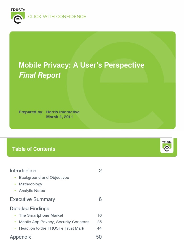 TRUSTe Mobile Privacy Report | PDF | Smartphone | Mobile App