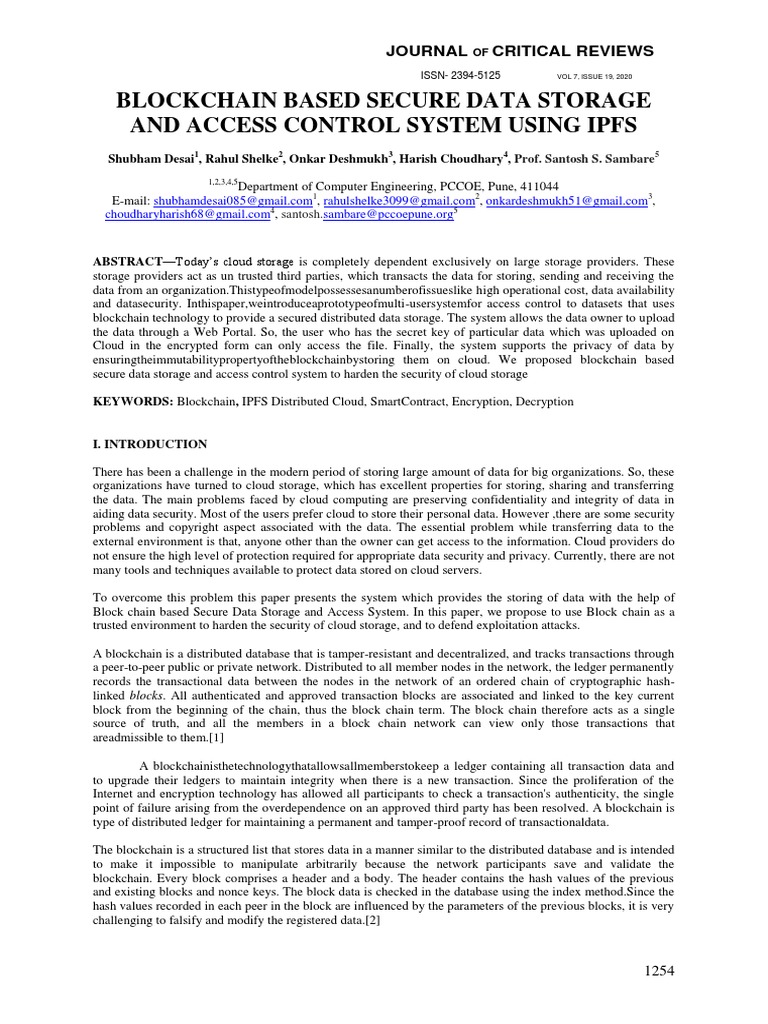 Blockchain Based Secure Data Storage and Access Control System Using Ipfs | PDF | Encryption ...