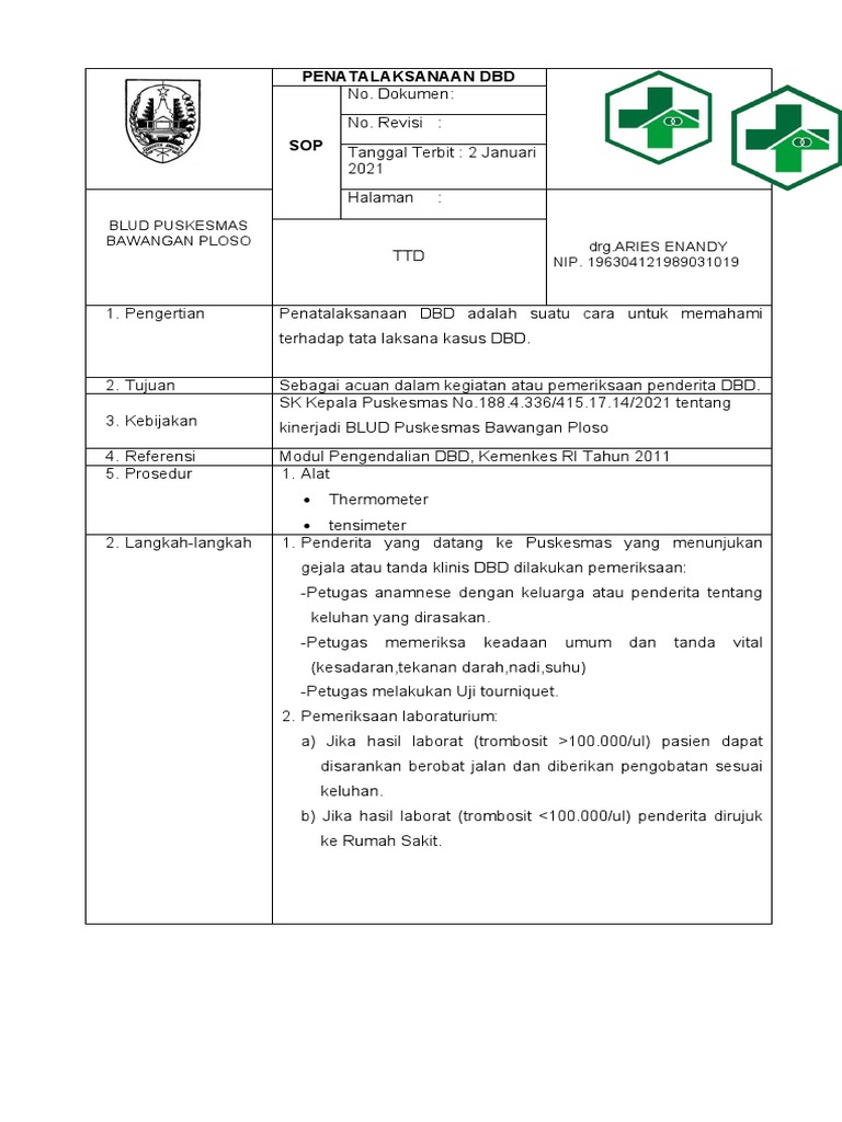 Sop Penatalaksanaan DBD | PDF