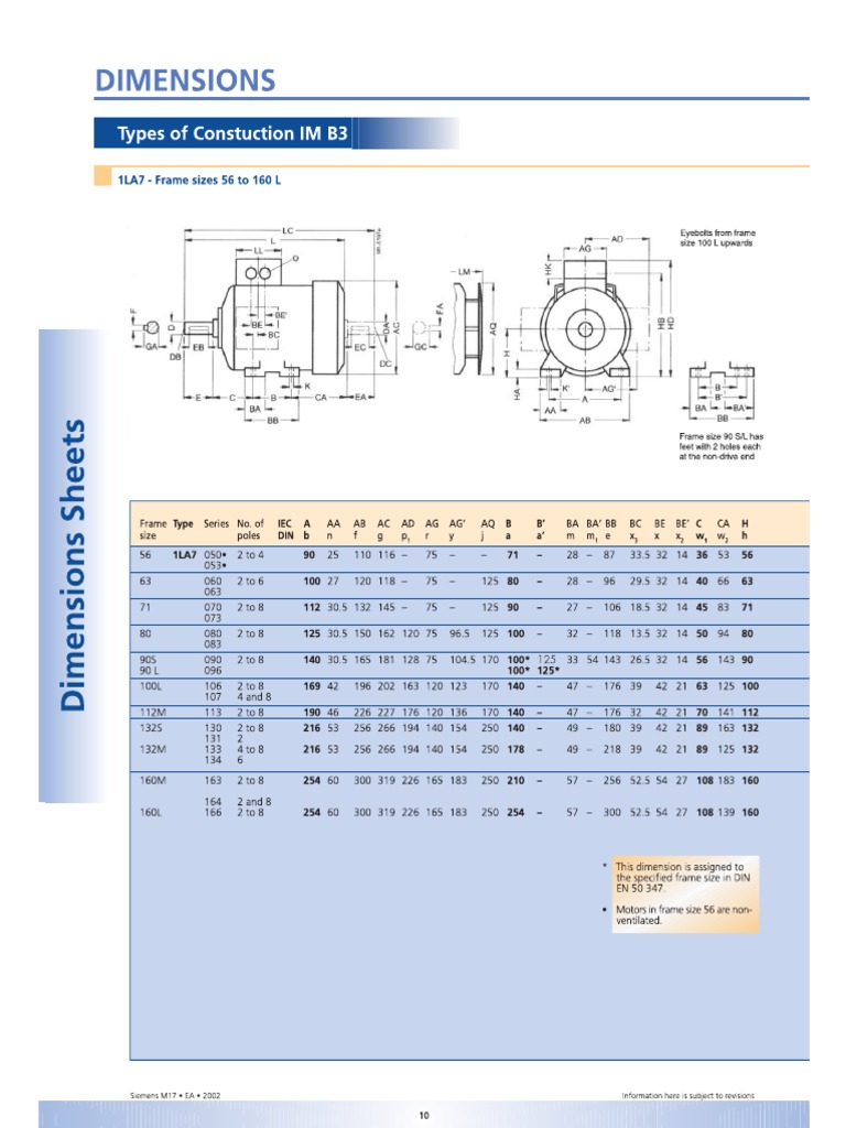 Motor Dimension Siemens | PDF