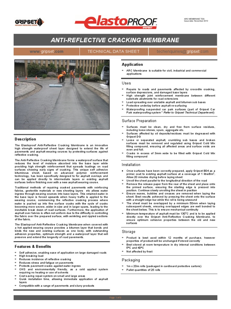 Elastoproof Arc Membrane Pds | PDF | Road Surface | Asphalt