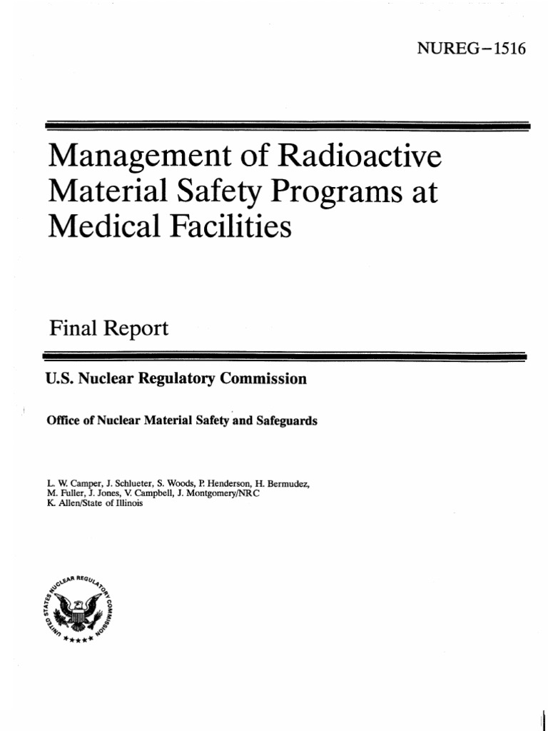 Nureg 1516 | PDF | Nuclear Medicine | Radiation Therapy
