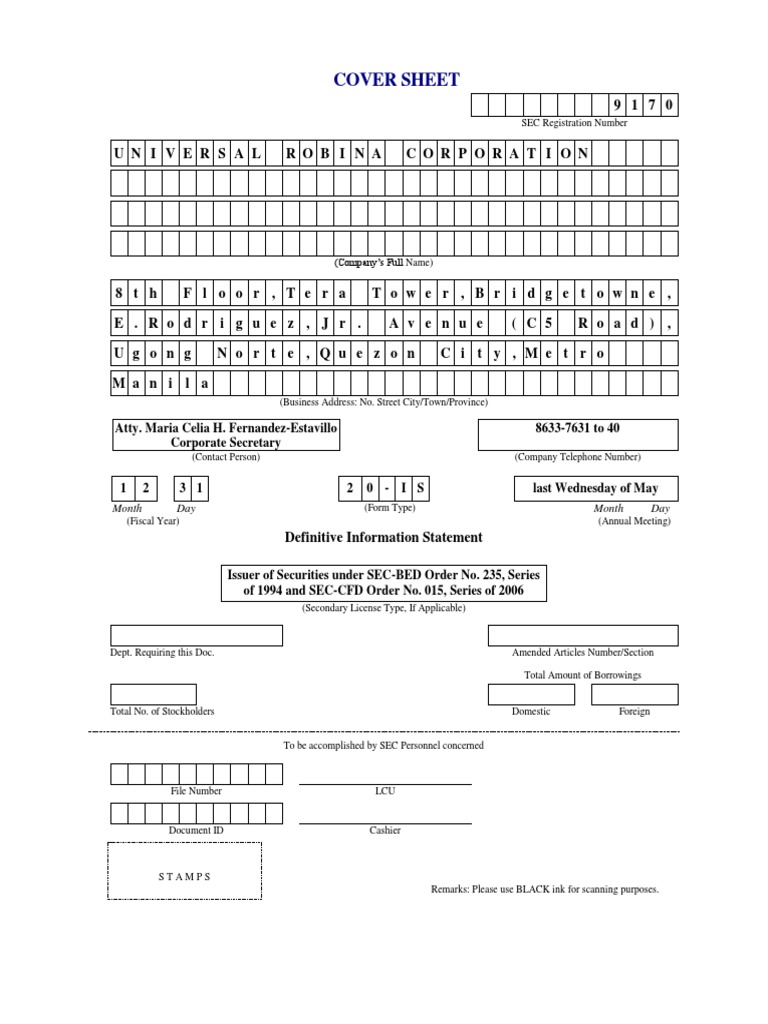 URC 2021 Definitive Information Statement | PDF | Proxy Voting ...