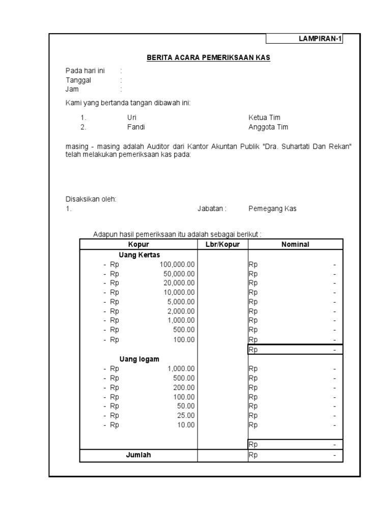 Berita Acara Cash Opname | PDF