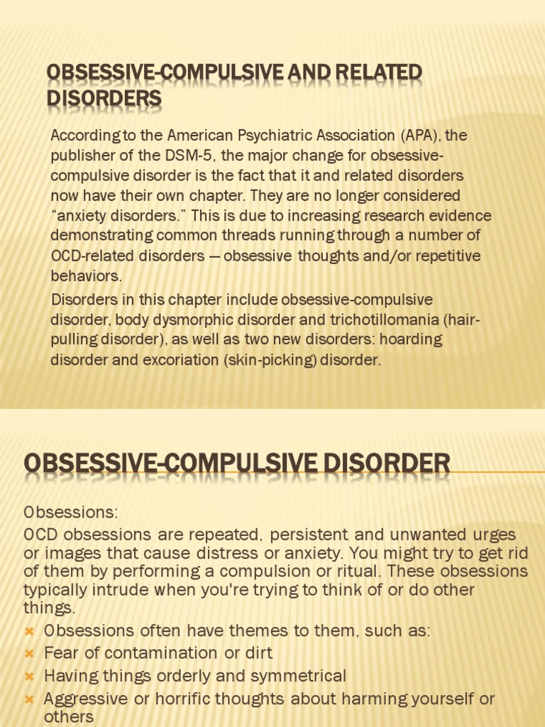 Obsessive-Compulsive and Related Disorders | PDF | Obsessive–Compulsive ...