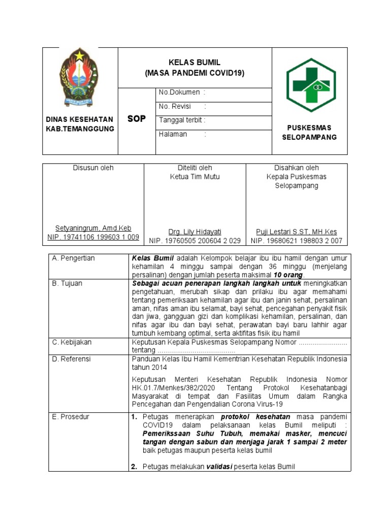 SOP Kelas Bumil | PDF