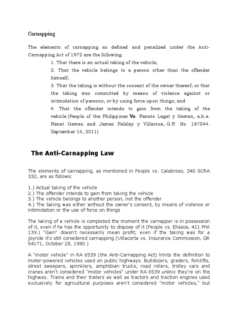 Carnapping: The Anti-Carnapping Law | PDF | Vehicles | Justice