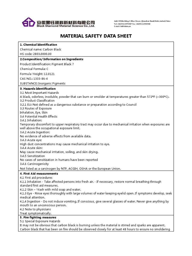 MSDS Black Diamond | PDF | Personal Protective Equipment | Materials