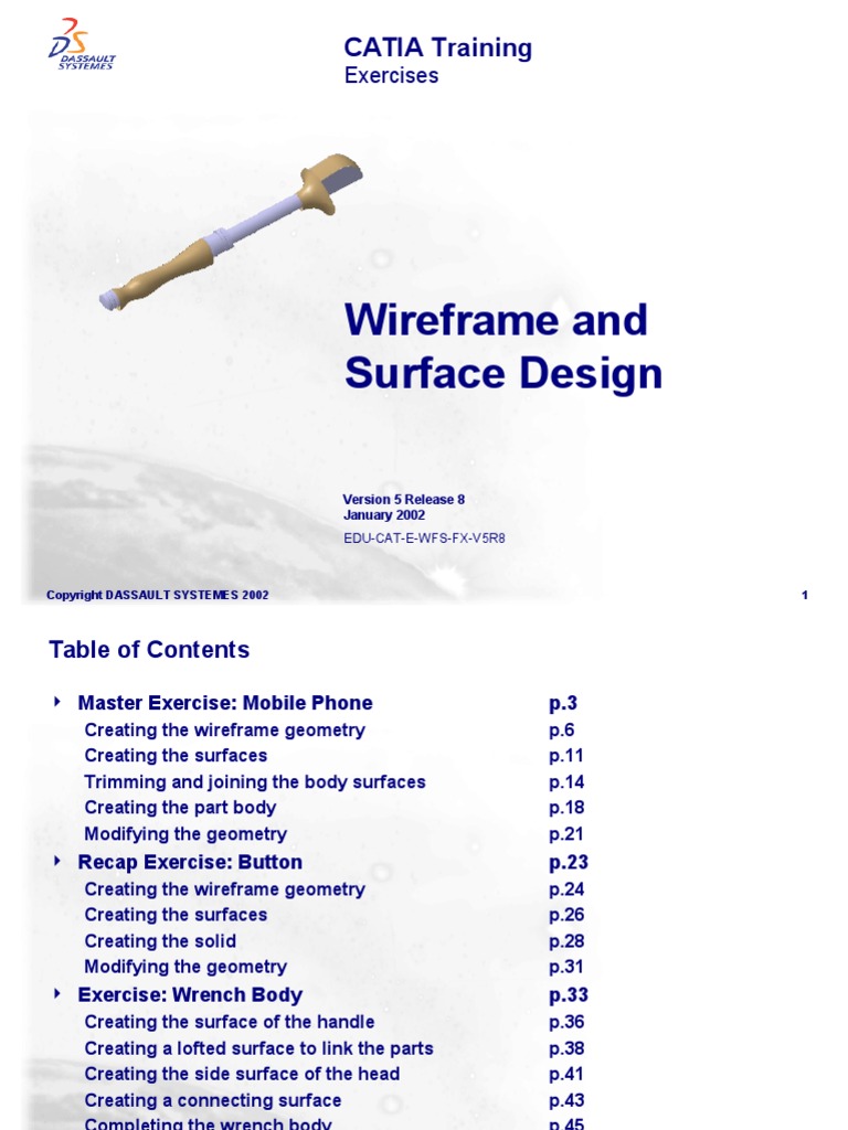 Wireframe and Surface Design: CATIA Training | PDF | Geometric Shapes | Mathematical Analysis