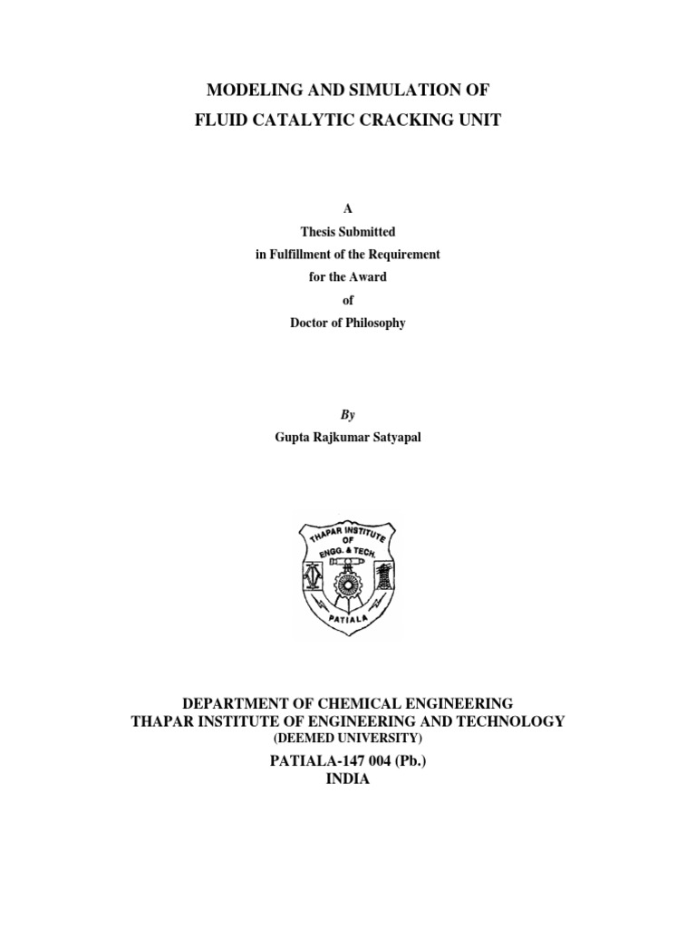 Modeling and Simulation of Fluid Catalytic Cracking Unit | PDF | Oil ...