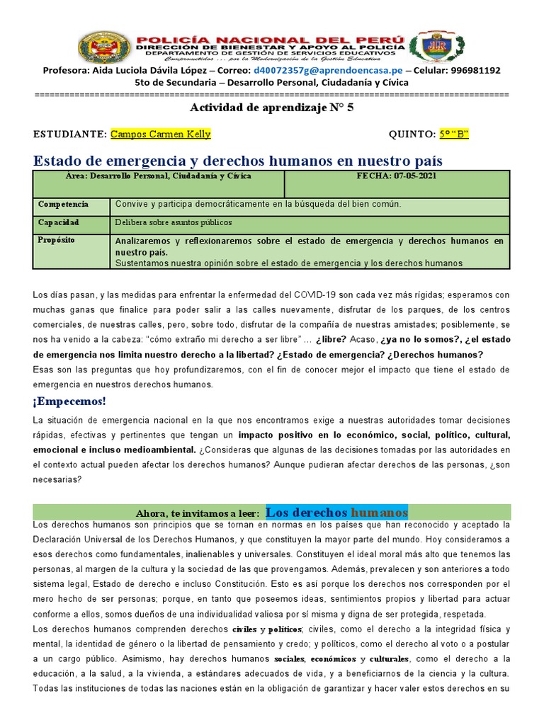 Experiencia 5-Dpcc | PDF | Derechos humanos | Estado (política)