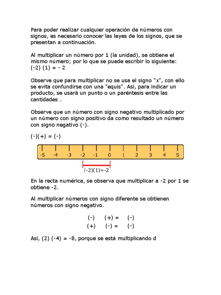 Para Poder Realizar Cualquier Operación de Números Con Signos | PDF