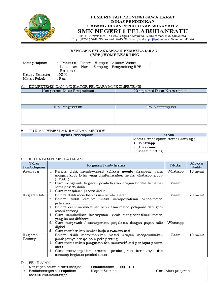 Contoh RPP Daring | PDF