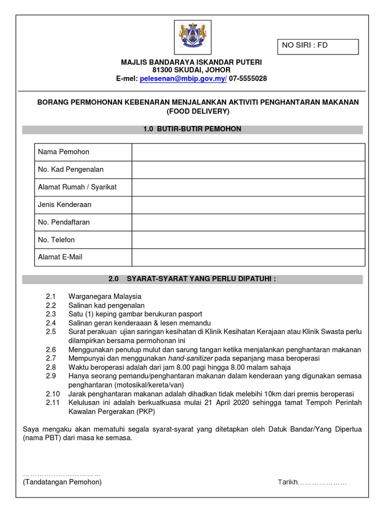 Borang Delivery Lengkap Mbip-04212020175121 0 | PDF | Bisnis ...