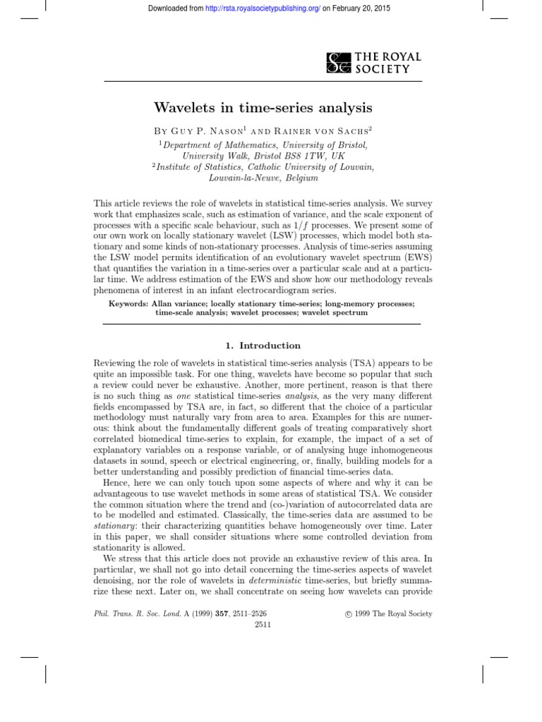 Wavelets in Time-Series Analysis | PDF | Time Series | Stationary Process