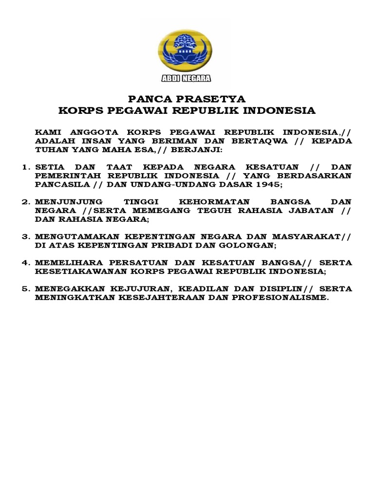 Panca Prasetya Korpri | PDF