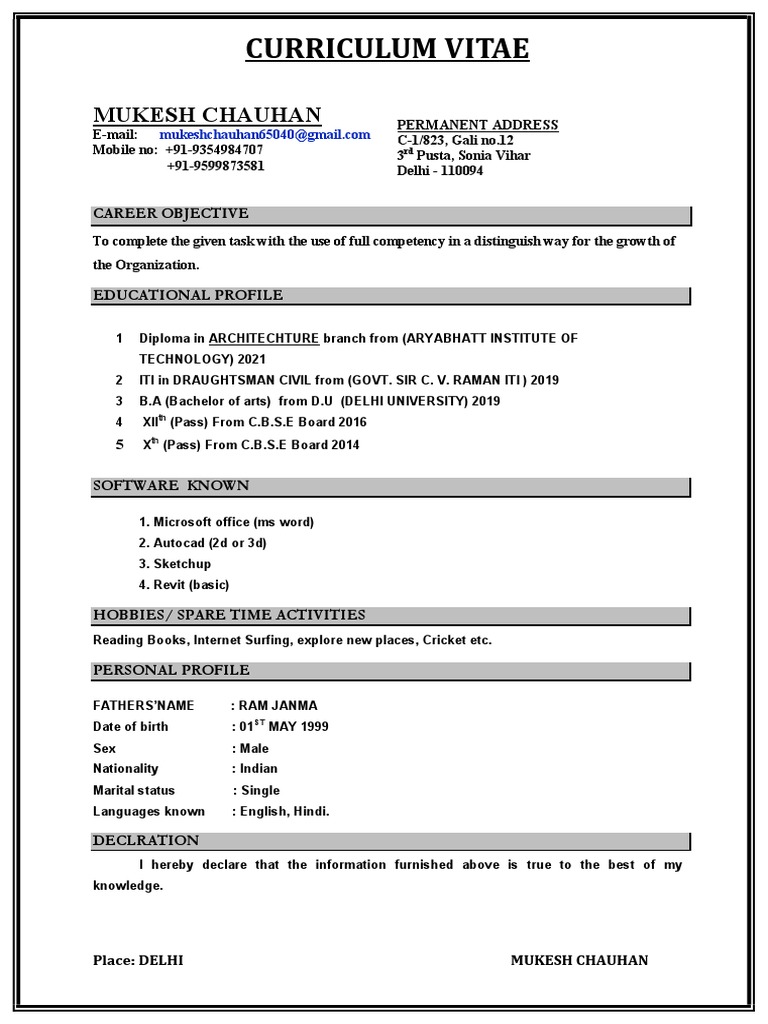 Mukesh Chauhan CV PDF | PDF