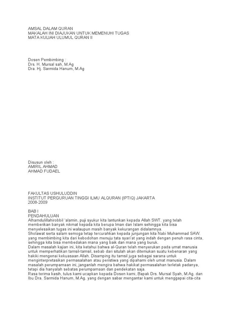 Amsal Dalam Quran | PDF