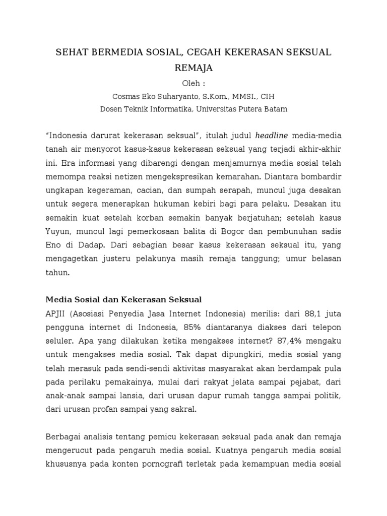 SEHAT BERMEDIA SOSIAL, CEGAH KEKERASAN SEKSUAL REMAJArev1 | PDF | Ilmu Sosial