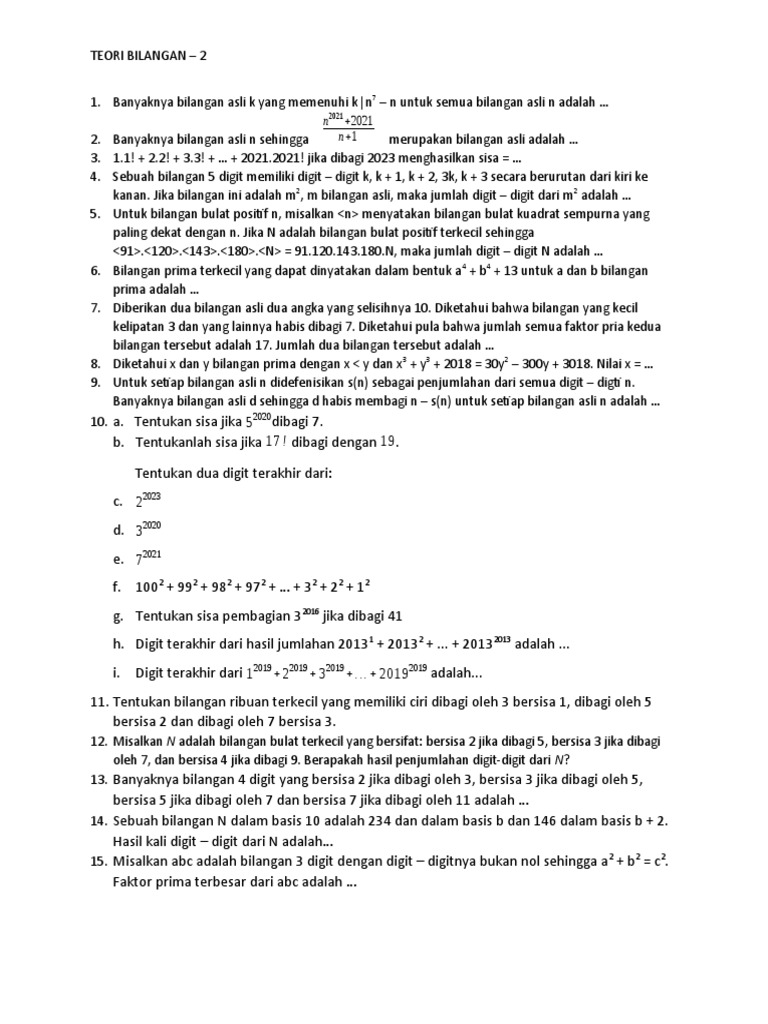 Teori Bilangan | PDF