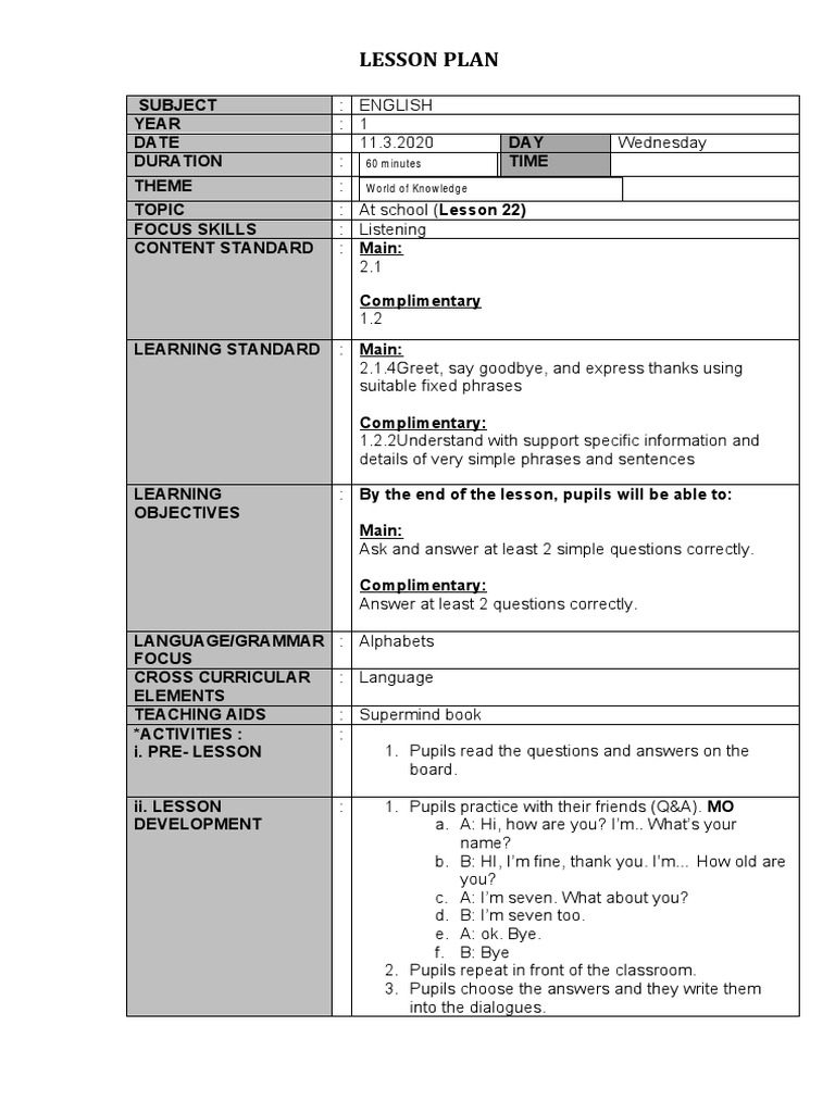 Lesson Plan: 60 Minutes World of Knowledge | PDF | Lesson Plan | Teachers