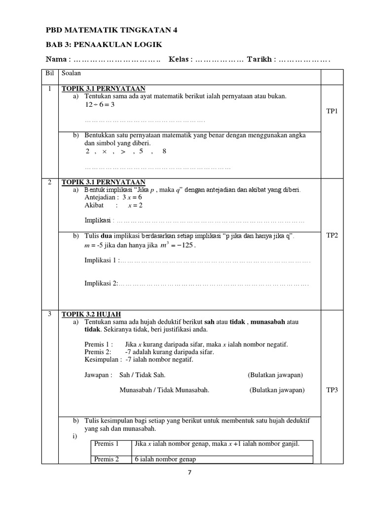 PBD MATE T4 (Bab 3) | PDF