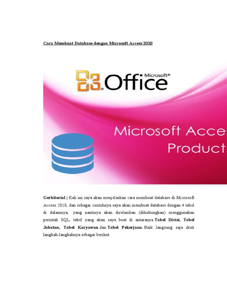 Cara Membuat Database Dengan Microsoft Access 2010 | PDF