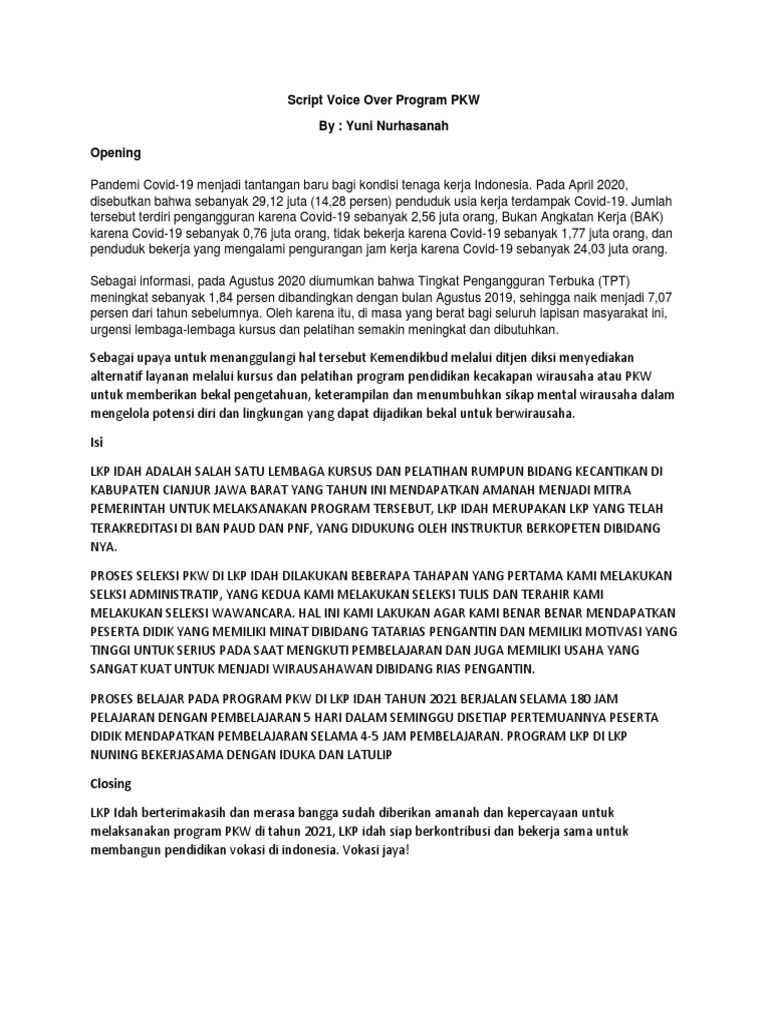 Script Voice Over Program PKW | PDF