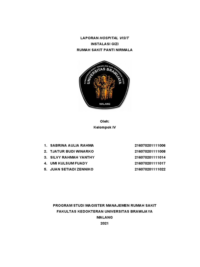 Laporan Hospital Visit Instalasi Gizi RSPN-Kelompok 4-Rev | PDF