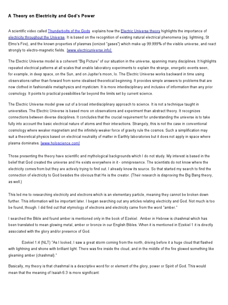 Electricity God's Power | PDF | Religion And Belief | Nature