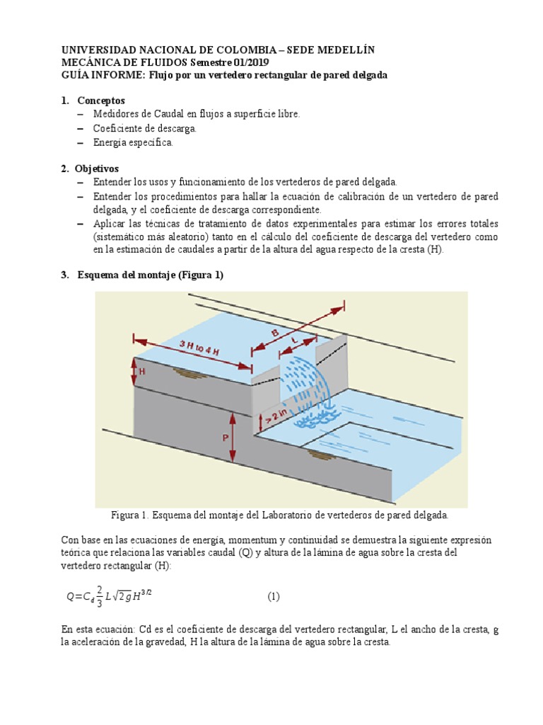 Caudal y Coeficiente en Vertedero Rectangular | PDF | Ecuaciones | Física