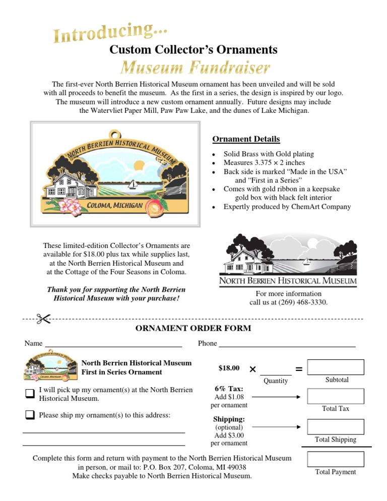 North Berrien Museum Ornament Order Form | PDF