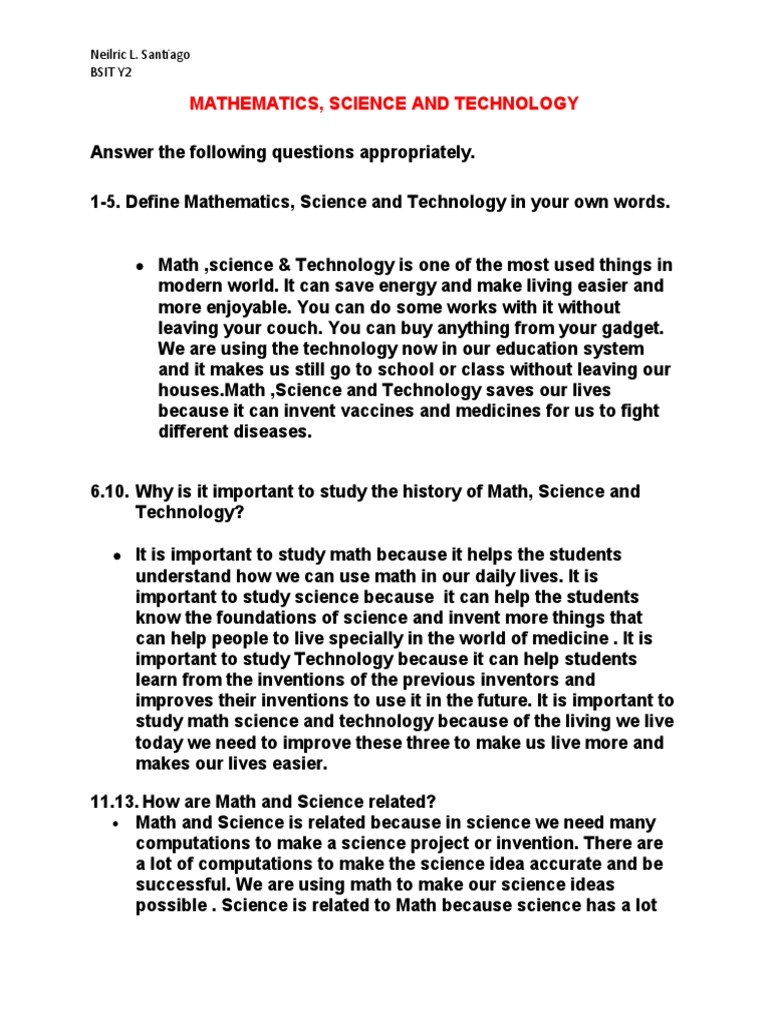 Mathematics, Science and Technology: Math, Science & Technology Is One ...